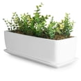 10 Inch Modern Unglazed White Ceramic Indoor Plant Pot with Drainage ...