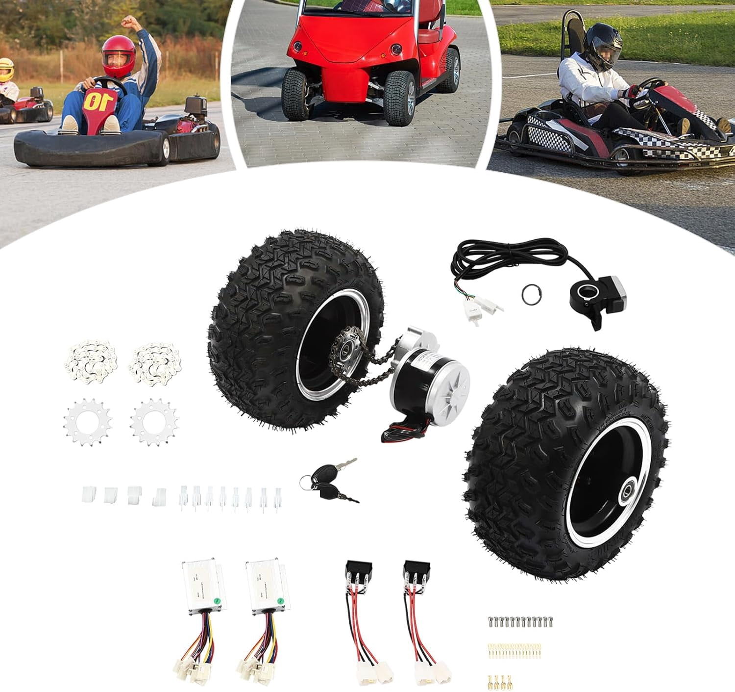 10 Inch Motor Drive Air Wheel Conversion Kit, 24v 250W Double Wheel Set ...