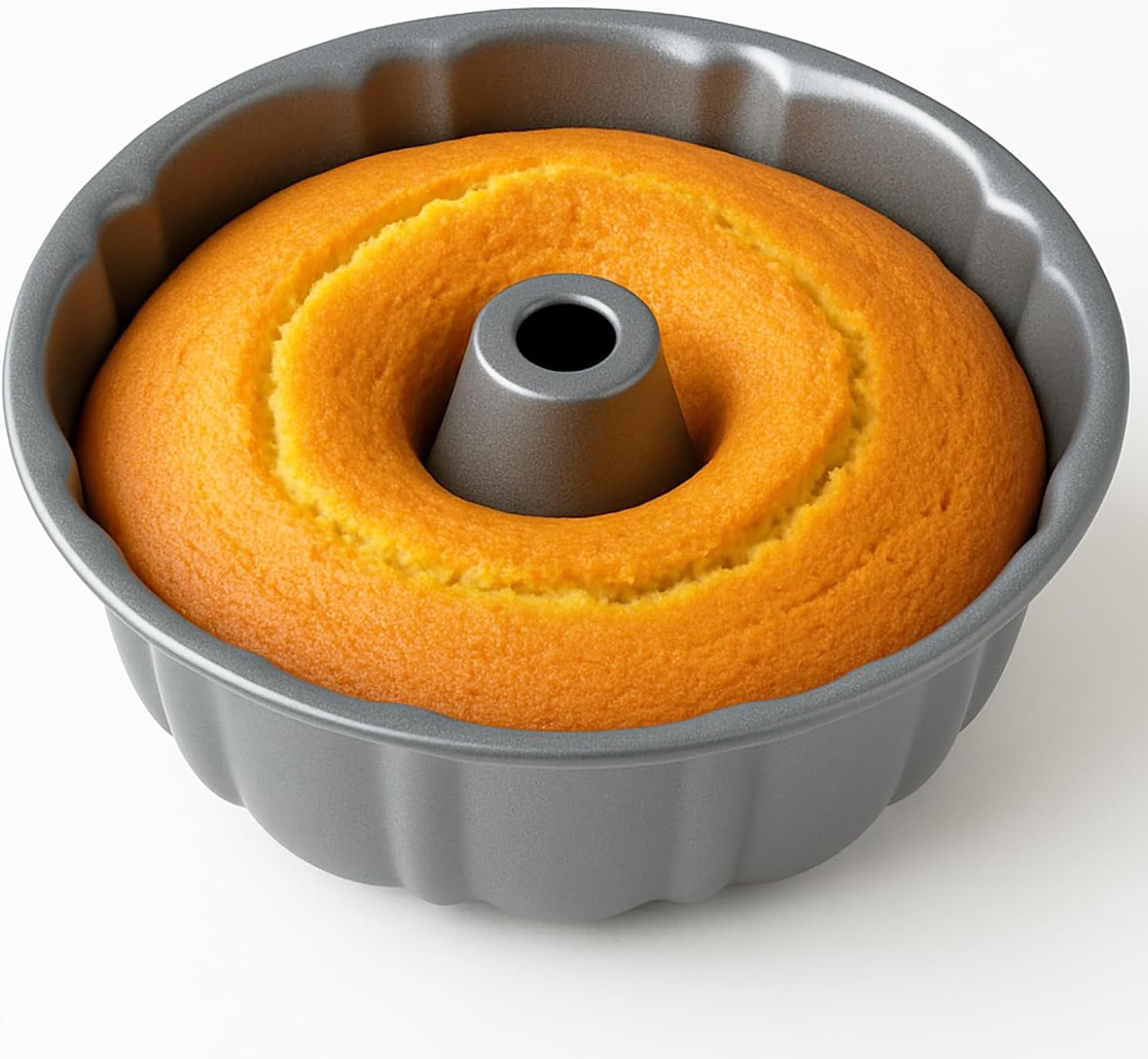 10-Inch Nonstick Cake Pan, Fluted Tube Pan for Pound Cakes, Muffins ...