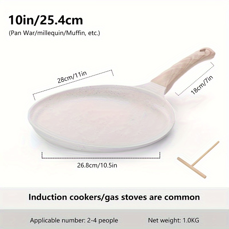 10-Inch Nonstick Crepe Pan, Granite Coated Flat Griddle for Pancakes ...