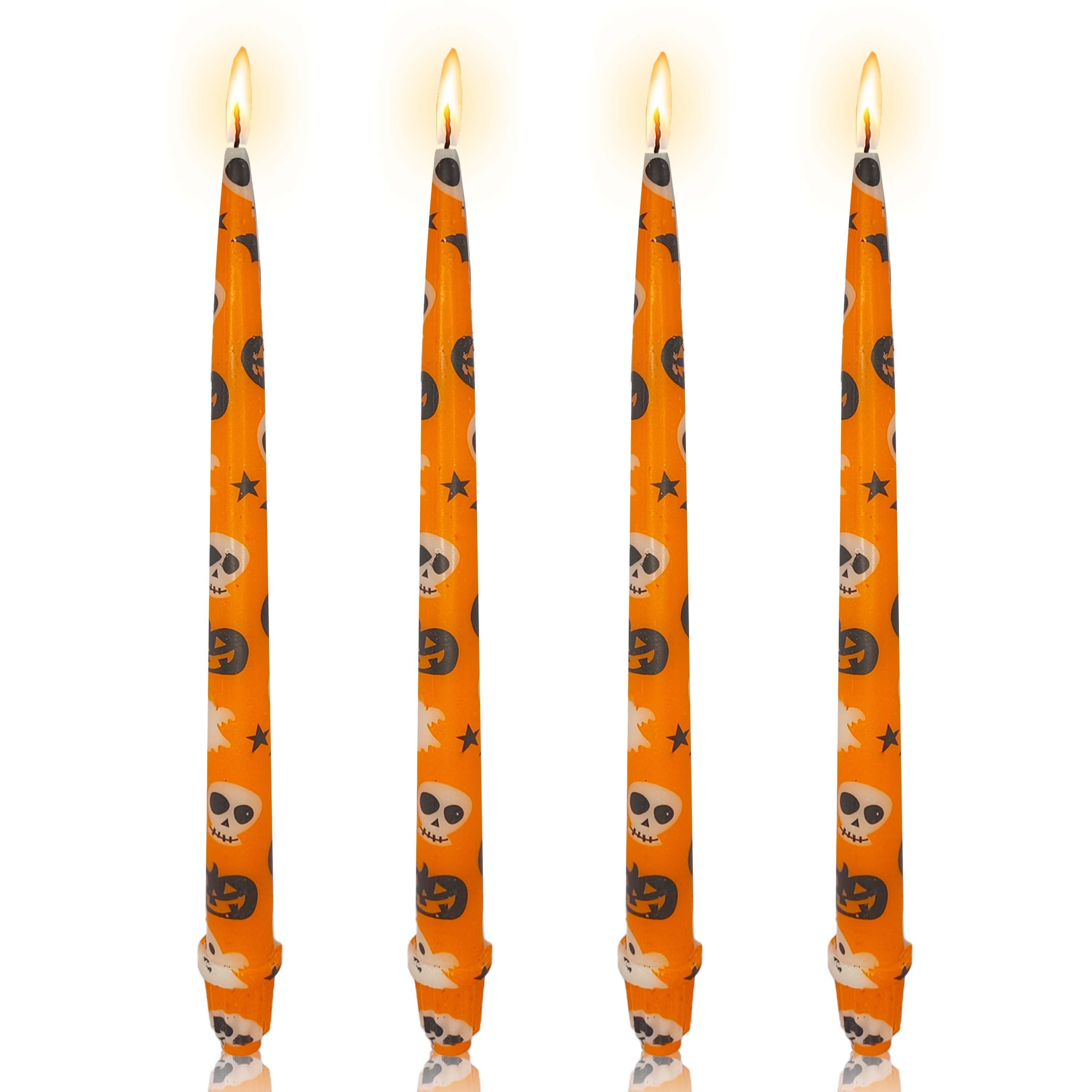 10 Inch Orange Taper Candles for Home Decoration, 4 Pack Unscented ...