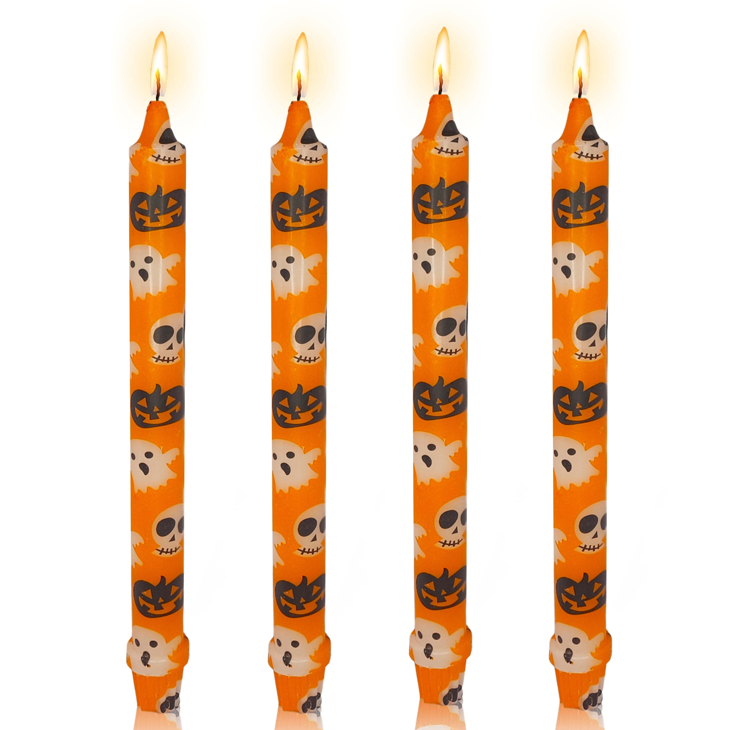 10 Inch Orange Taper Candles for Home Decoration, 4 Pack Unscented ...