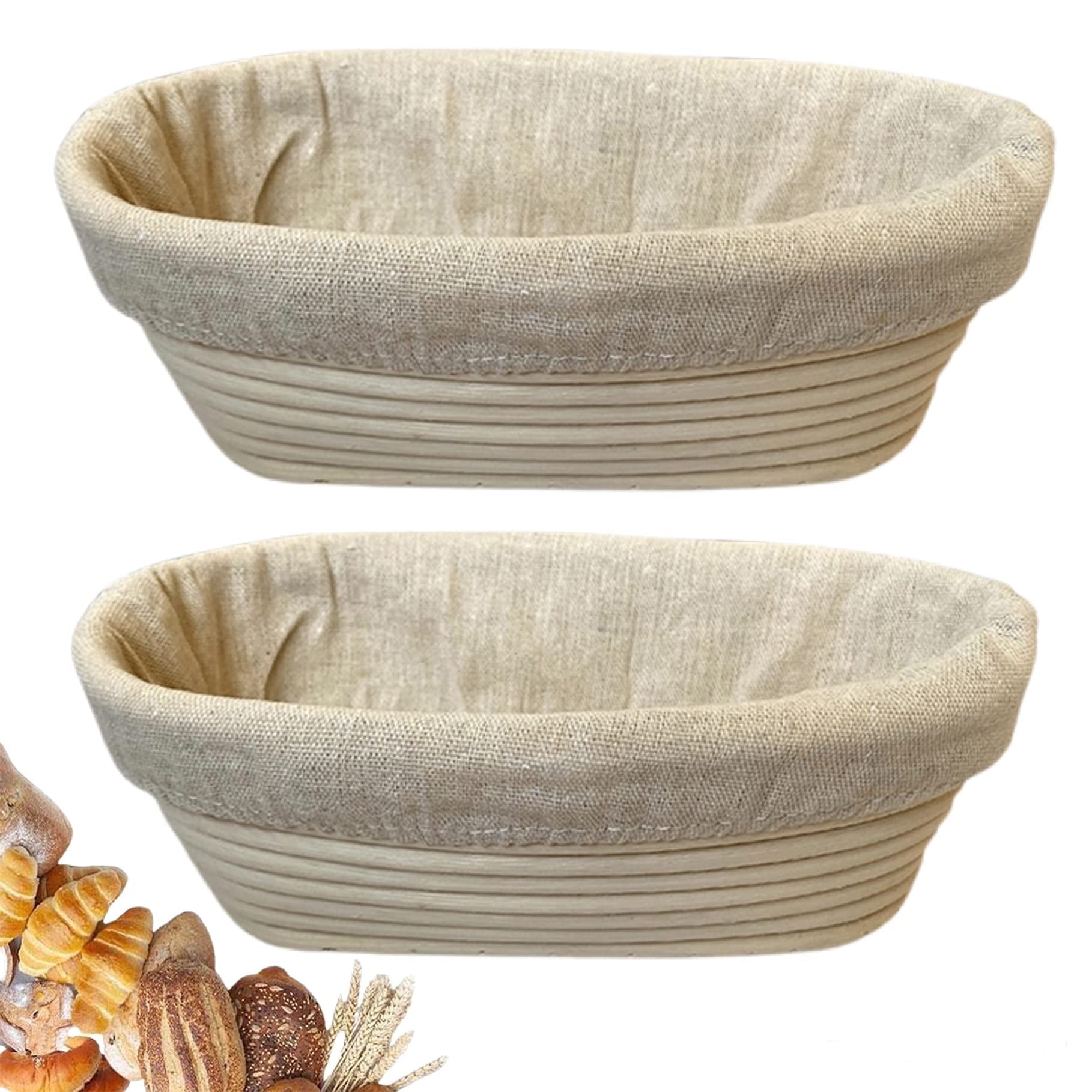 10 Inch Oval Bread Banneton Proofing Basket Set of 2, Bread Baking Kit ...