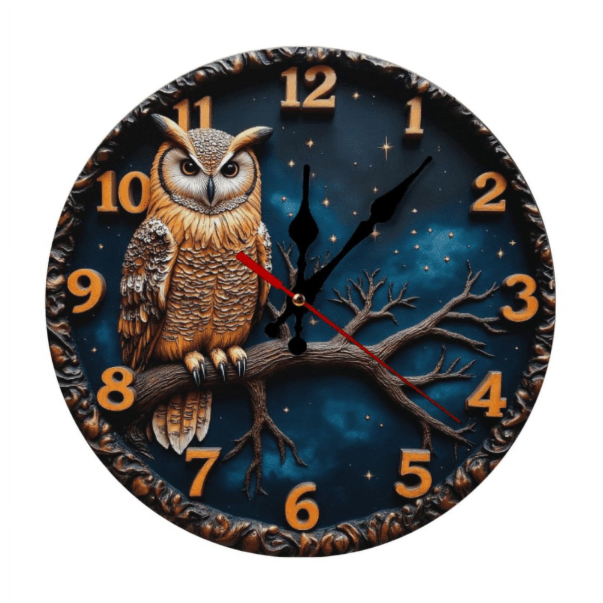 10-Inch Owl Silent Wall Clock - , Starry Night Sky with Owls & Branches ...