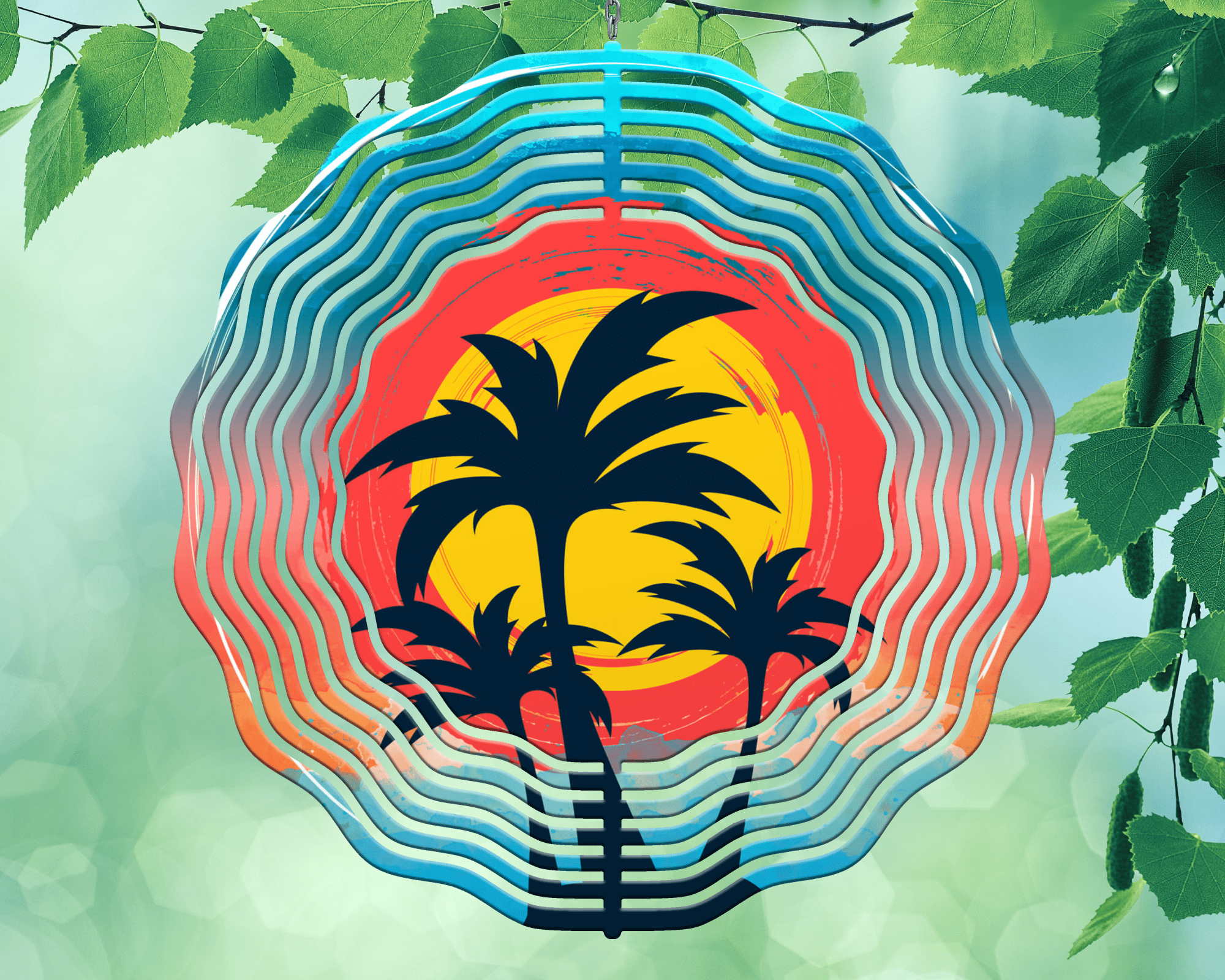 10 Inch Palm Trees Sunny Island Wind Spinner Yard Decor Aluminum ...