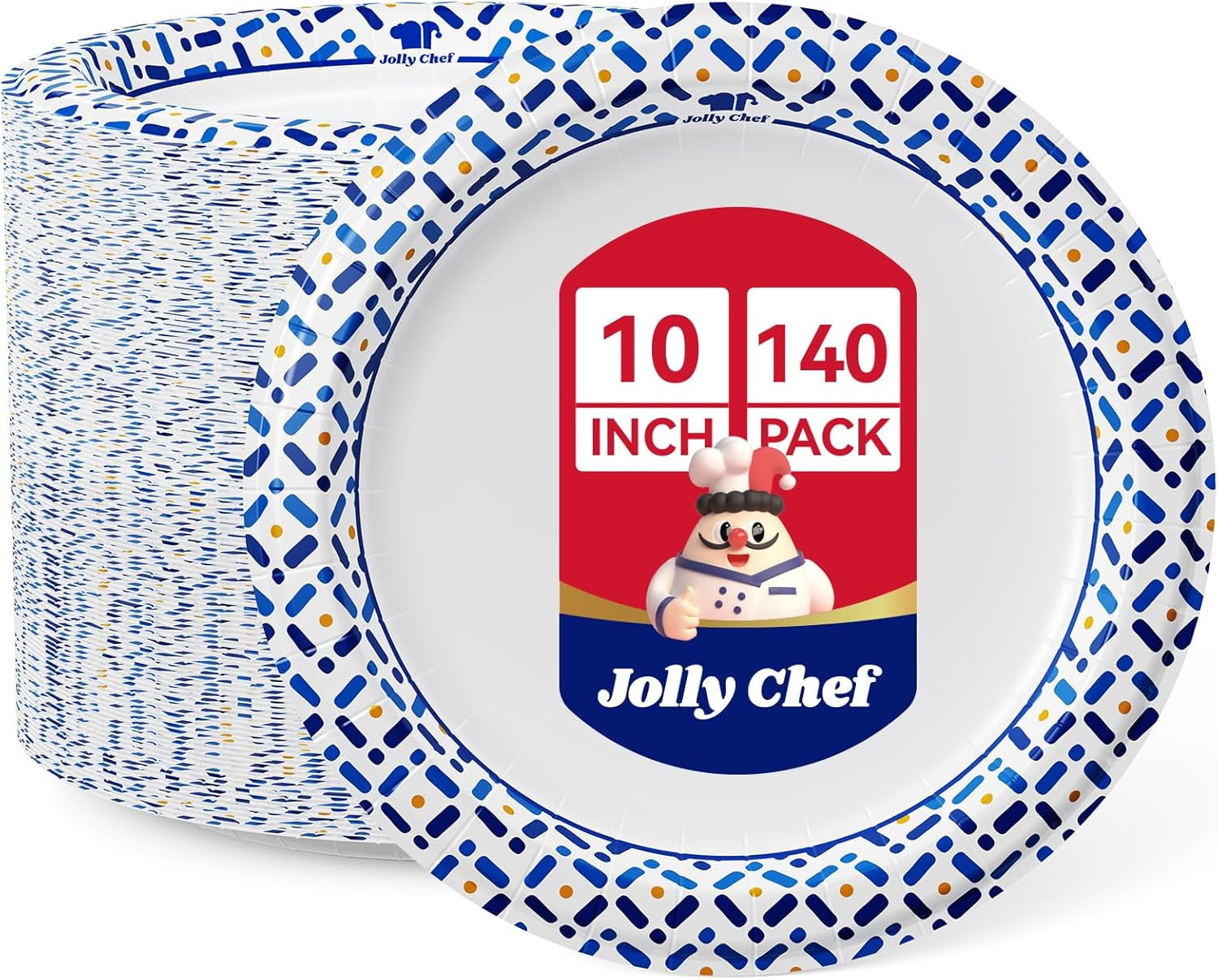 10 Inch Paper Plates 140 Count, Soak-Proof, Cut Proof, Disposable Heavy ...
