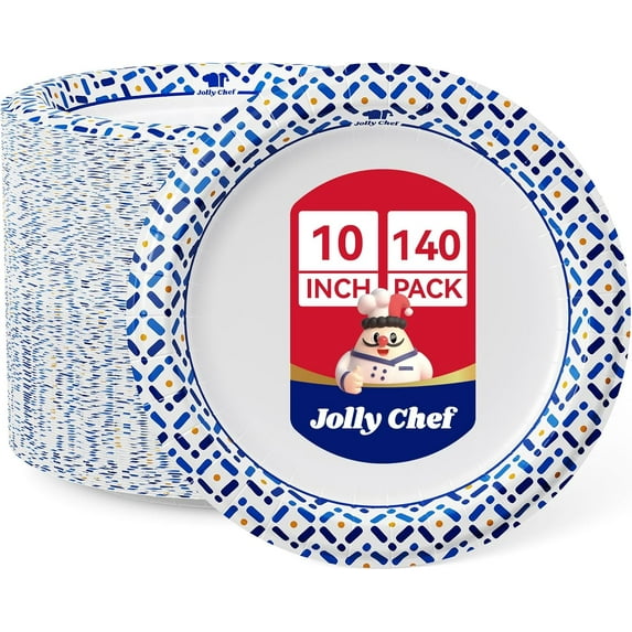 10 Inch Paper Plates 140 Count, Soak-Proof, Cut Proof, Disposable Heavy ...