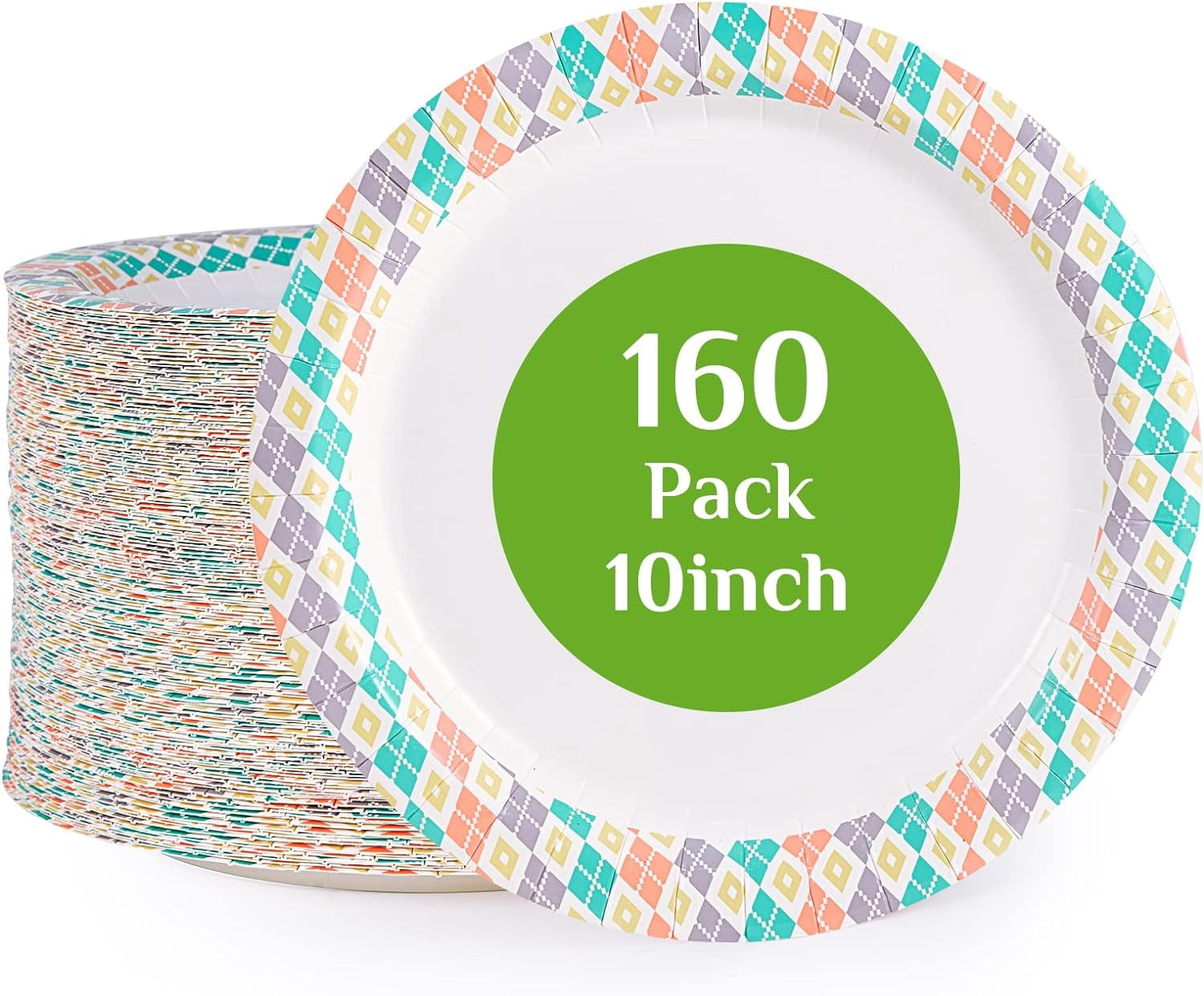 10 Inch Paper Plates, 160 Count Disposable Paper Plates for Everyday ...