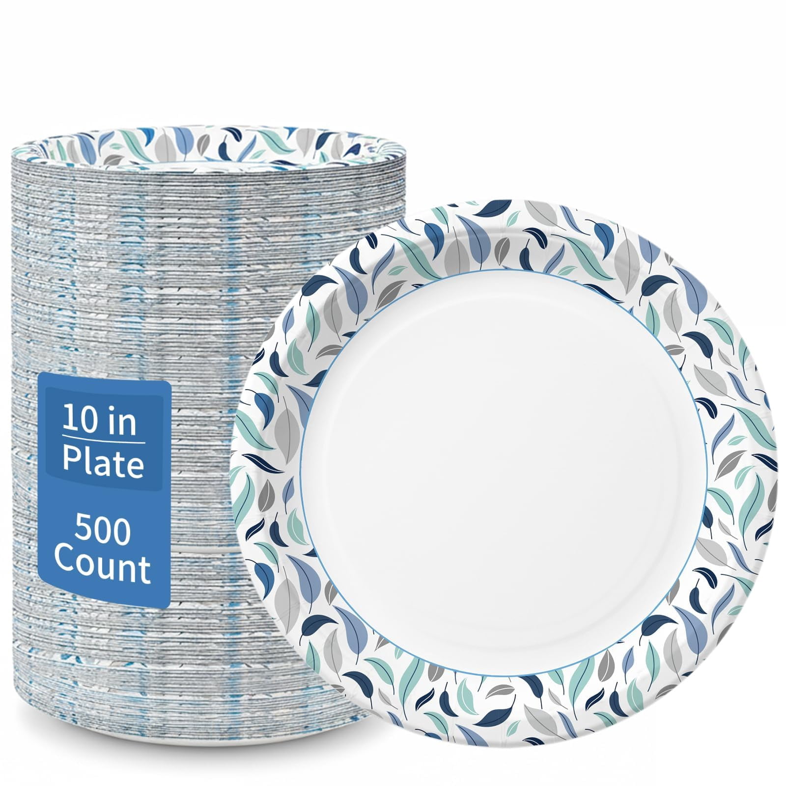 10 Inch Paper Plates 500 Count Disposable Soak Proof & Cut ...