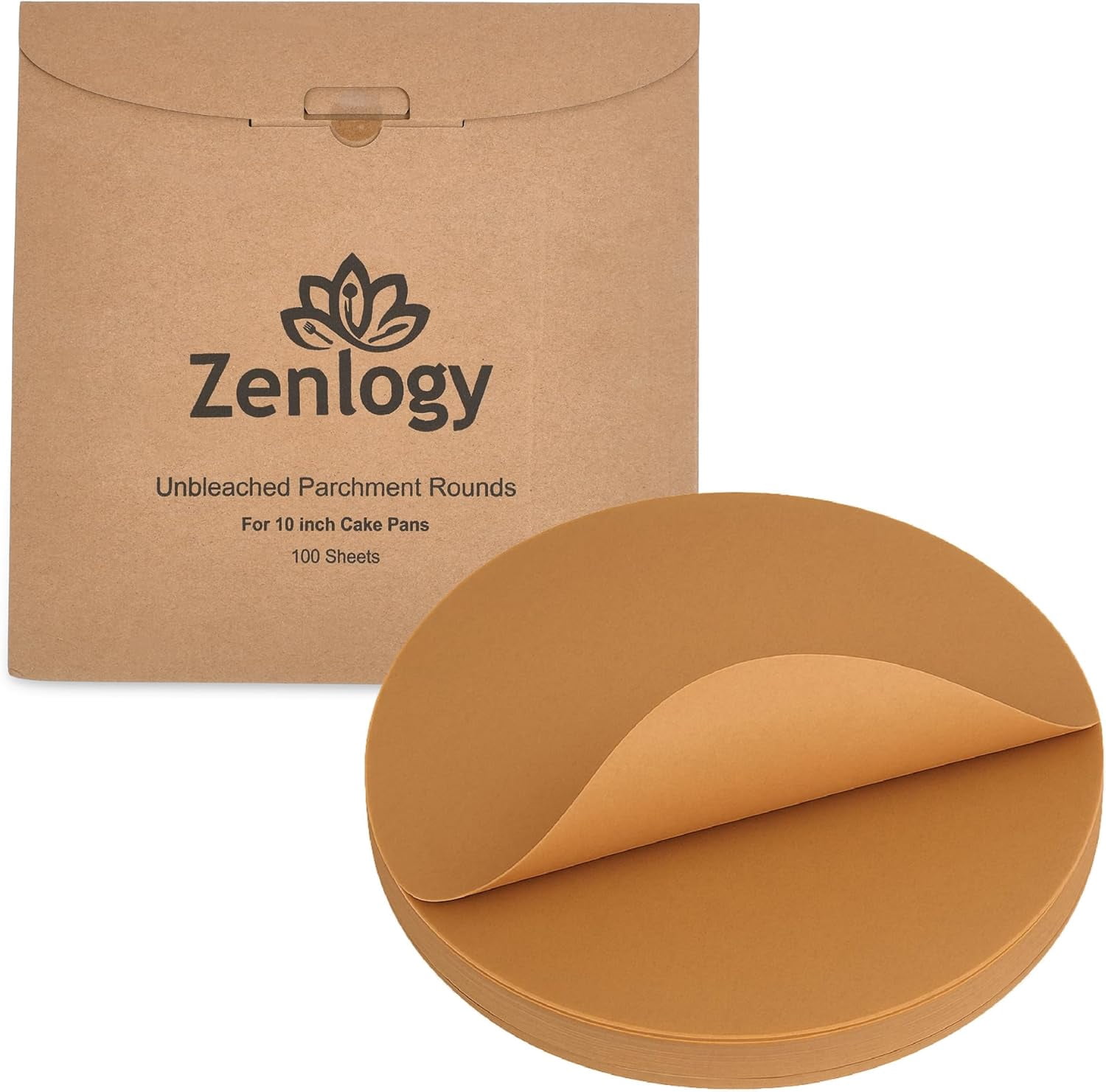 10 Inch Parchment Paper Rounds (100 Sheets) - Unbleached, Pre-cut, High ...