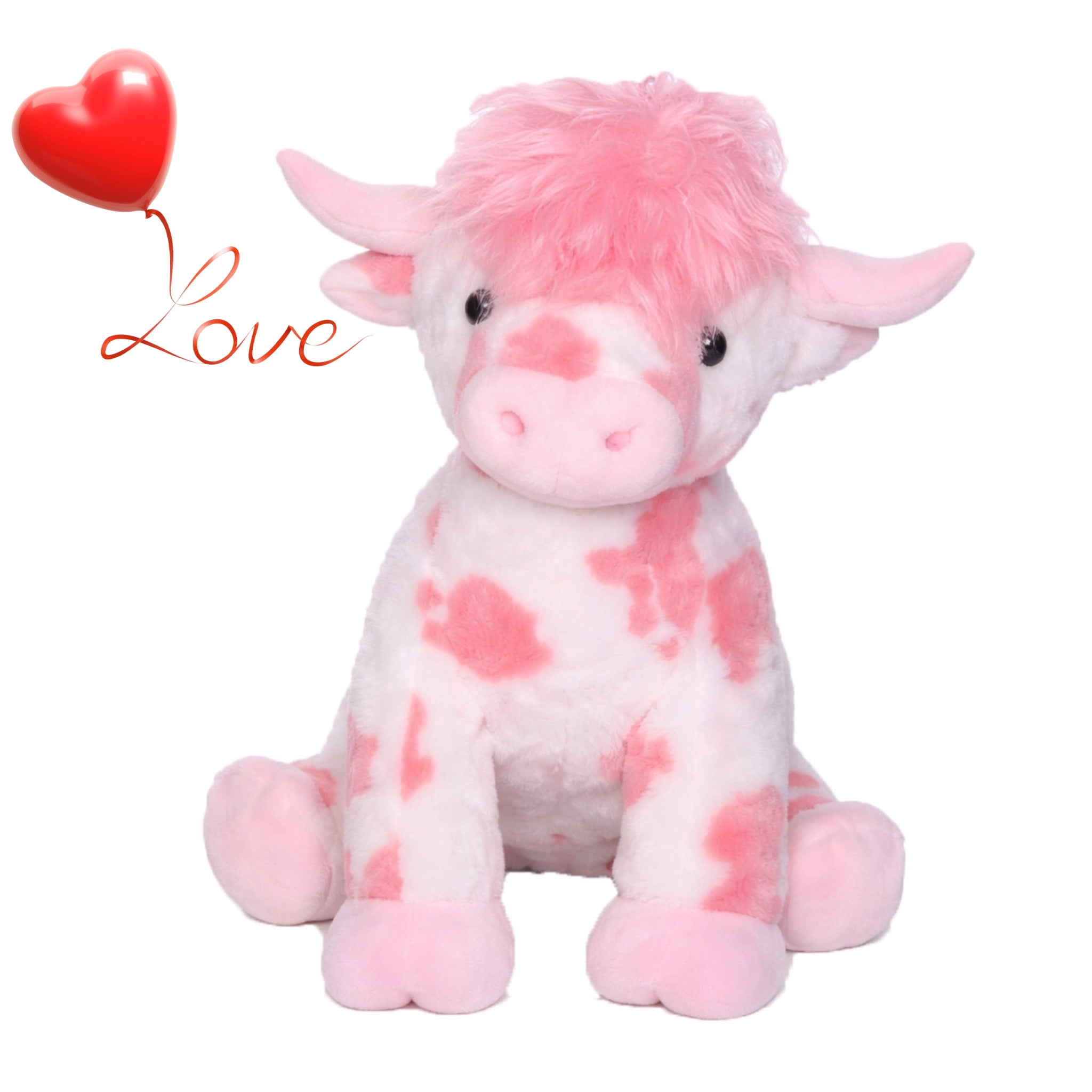 10 Inch Pink Highland Cow Plush – Valentines Stuffed Animal, Cute Cow ...