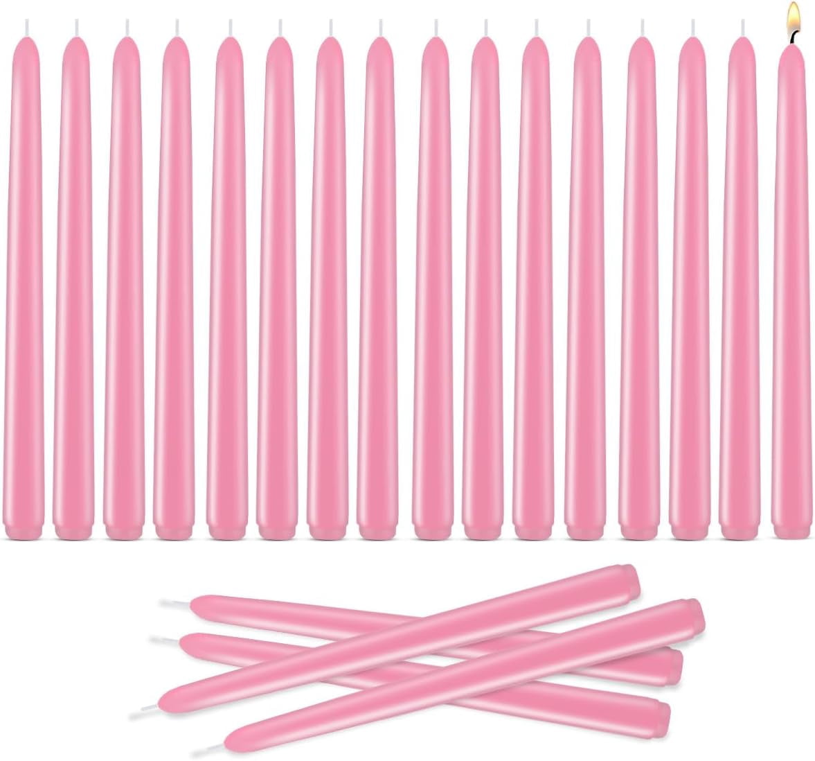 10 Inch Pink Taper Candles Set of 20, Dripless and Unscented Candle ...