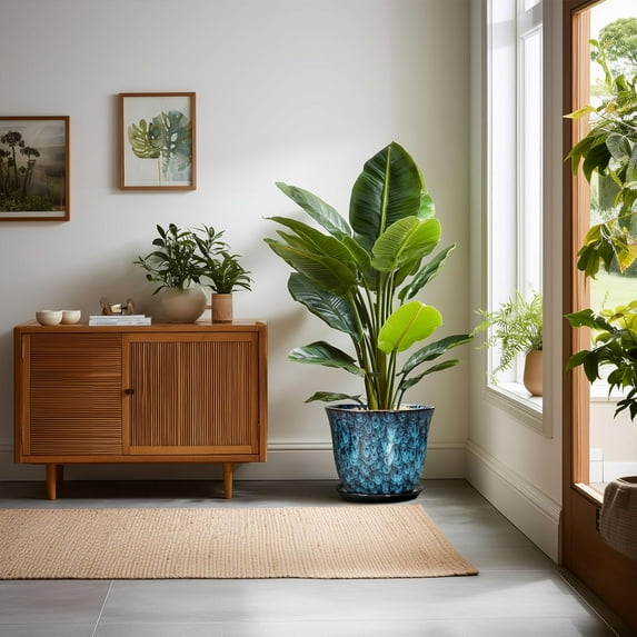 10 Inch Plant Pot - Ceramic Planter with Drainage Hole and Saucer ...