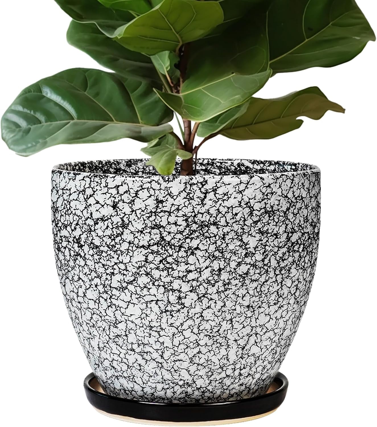 10 Inch Plant Pot - Ceramic Planter for Indoor Outdoor, Round Large ...