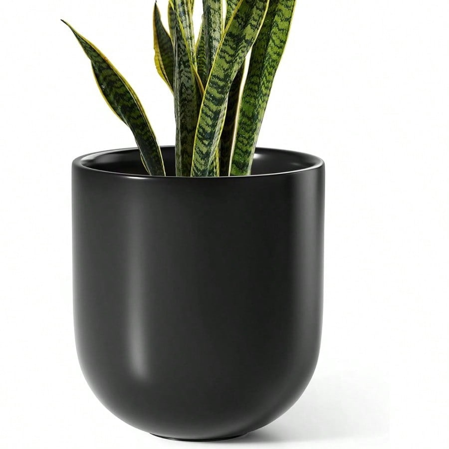 10 Inch Plant Pot Ceramic Pots for Plants with Drainage Hole and Rubber ...