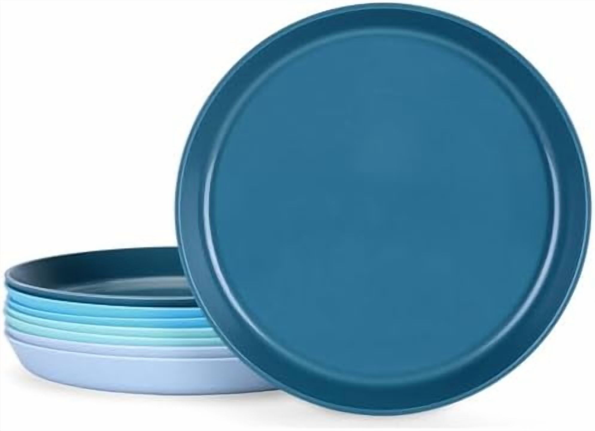 10 Inch Plastic Dinner Plates Set of 8, Wheat Straw Plates Reusable ...