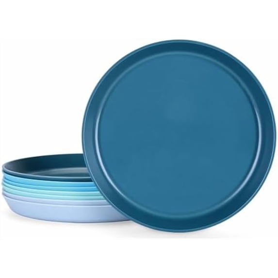 10 Inch Plastic Dinner Plates Set of 8, Wheat Straw Plates Reusable ...