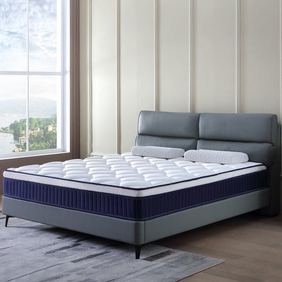 10 Inch Plush Memory Foam Pocket Spring Hybrid Mattress In A Box With ...
