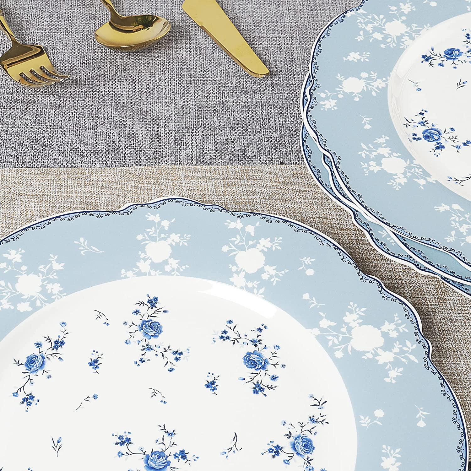 10 Inch Porcelain Dinner Plates Set of 4, Lace Dishes Set for Salad ...