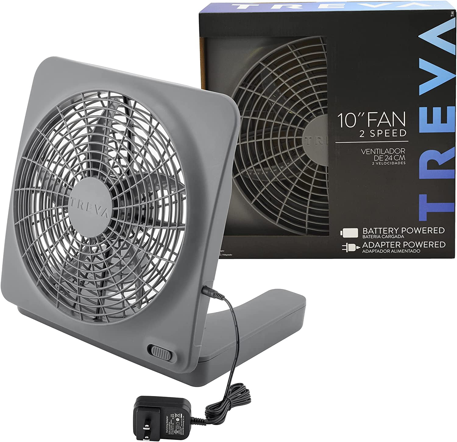 10-Inch Portable Desktop Air Circulation Battery Fan, 2 Speed, Compact ...