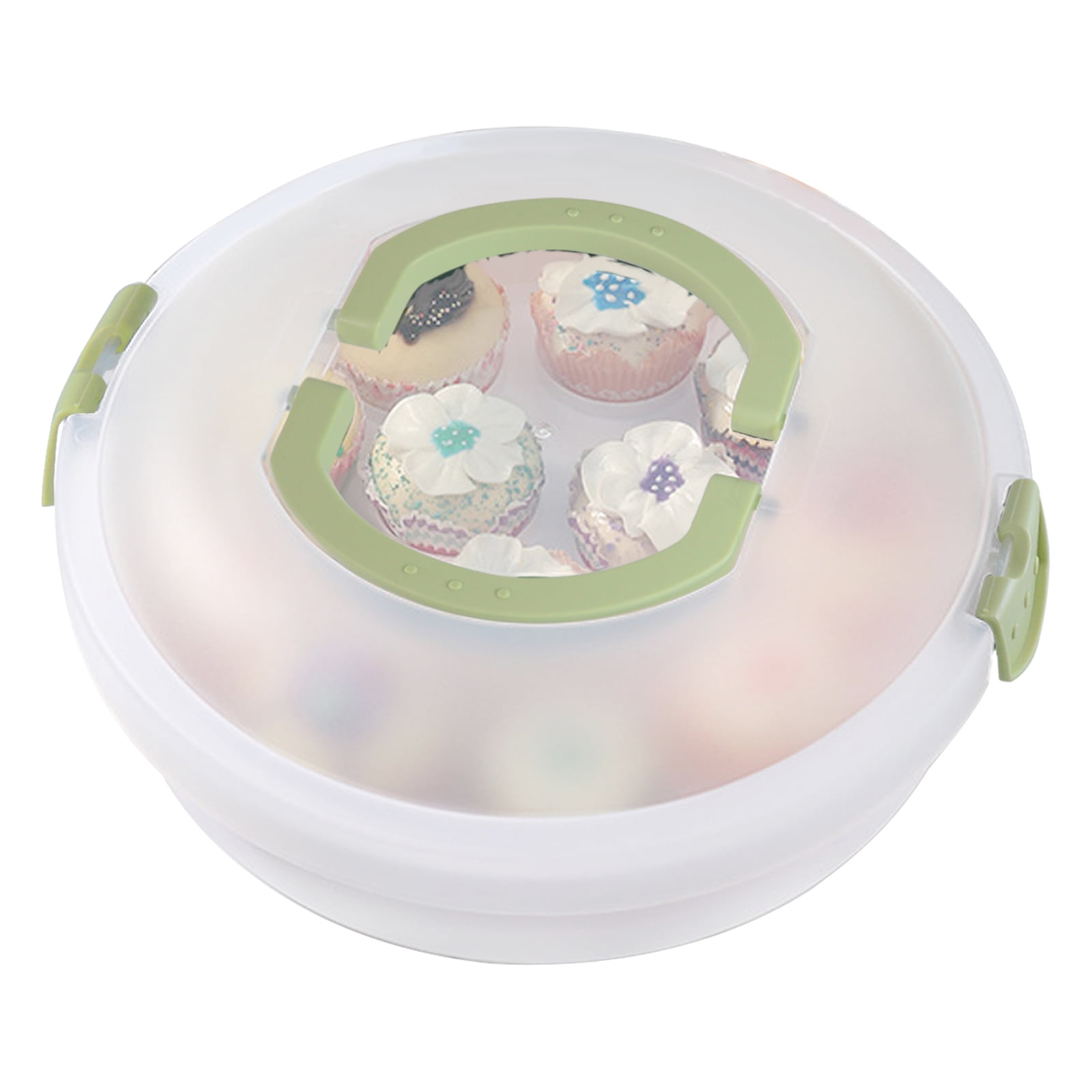 10 Inch Portable Pie Carrier with Lid and Tray 3-In-1 Round Cupcake ...