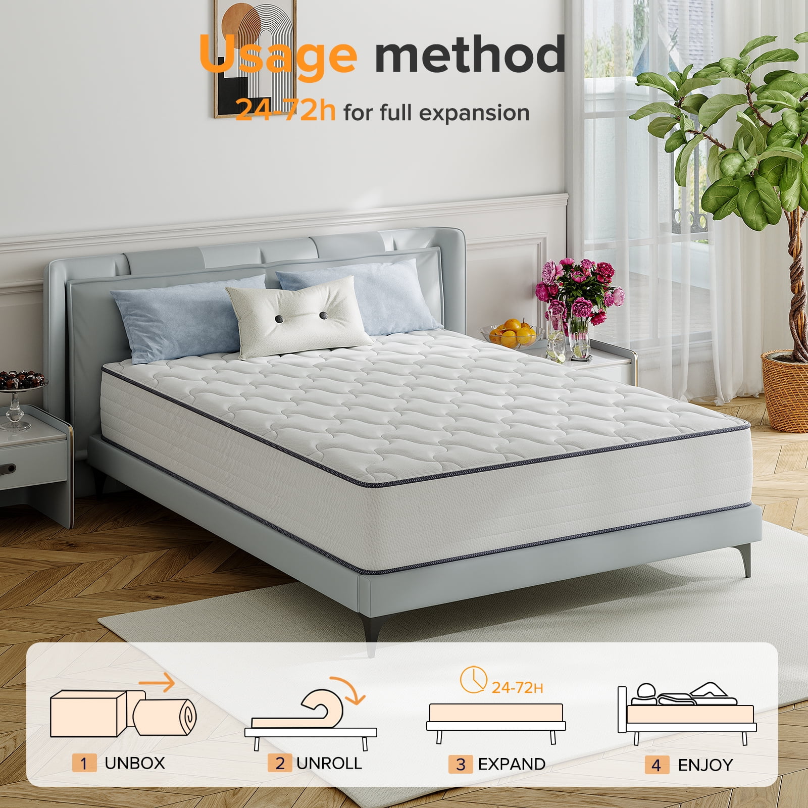 10 Inch Queen Mattress,Hybrid Mattress in a Box with Gel Memory Foam ...