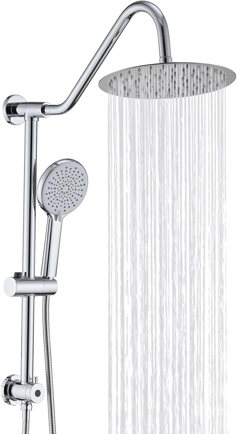10 Inch Rain Shower Head with Handheld System, 24" Drill-Free Slider ...