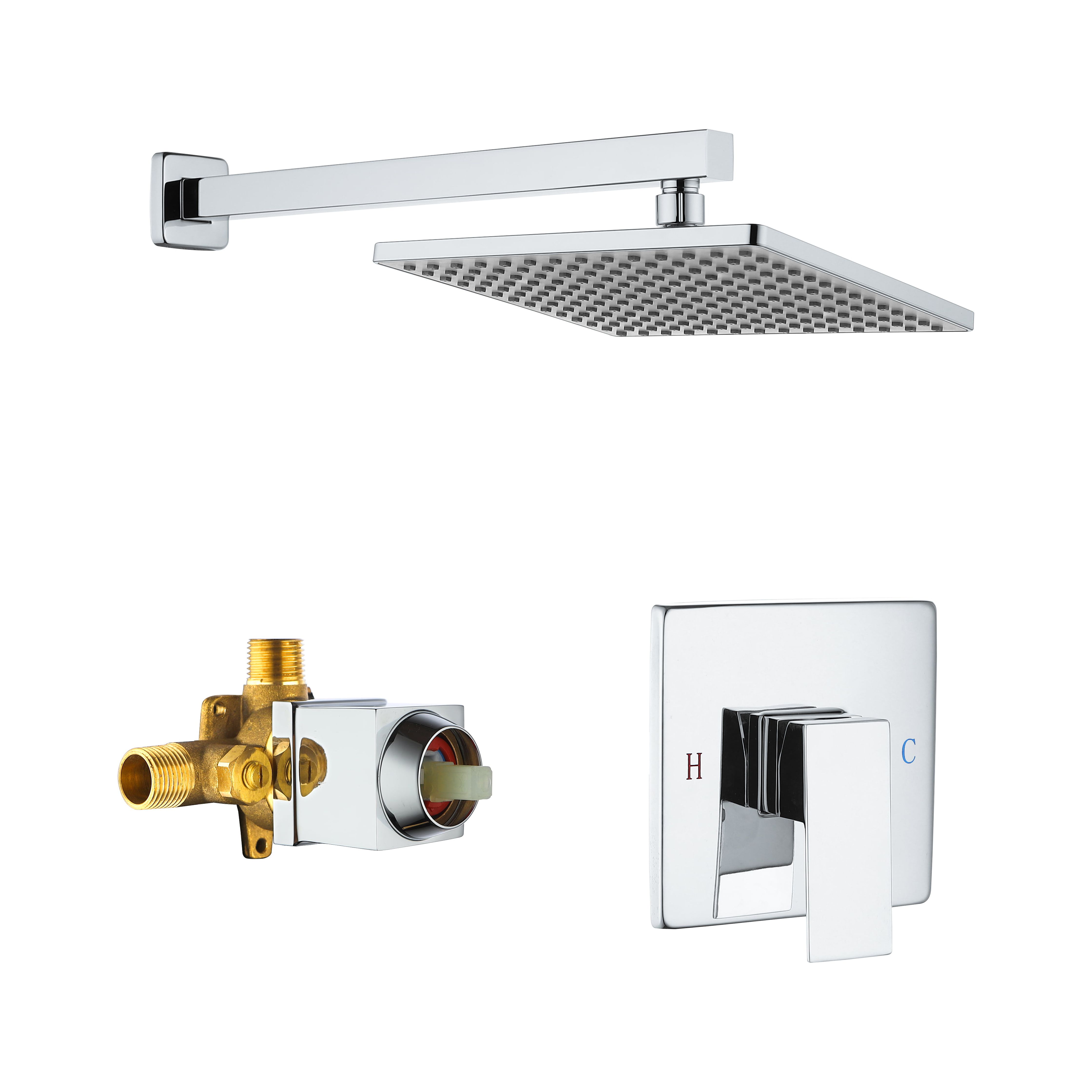 10 Inch Rain Shower Head System Shower Combo Set Bathroom Wall Mount ...