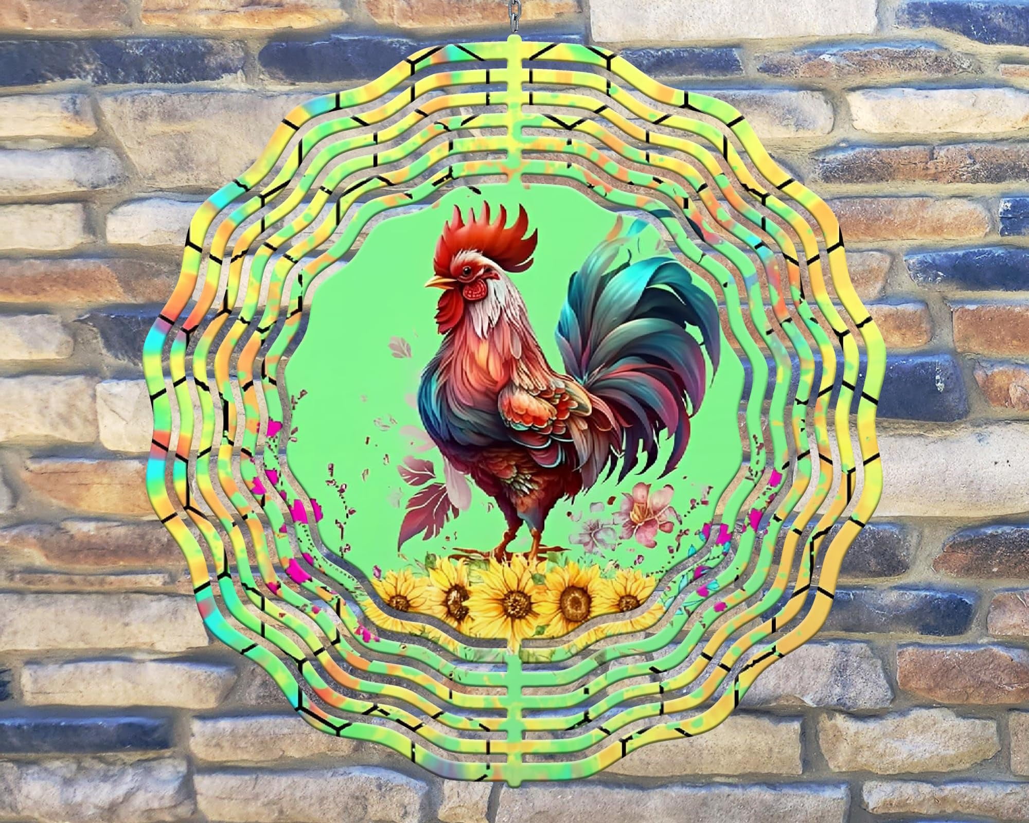 10 Inch Rooster Chicken Hen Farmhouse Barn Wind Spinner Yard Decor ...