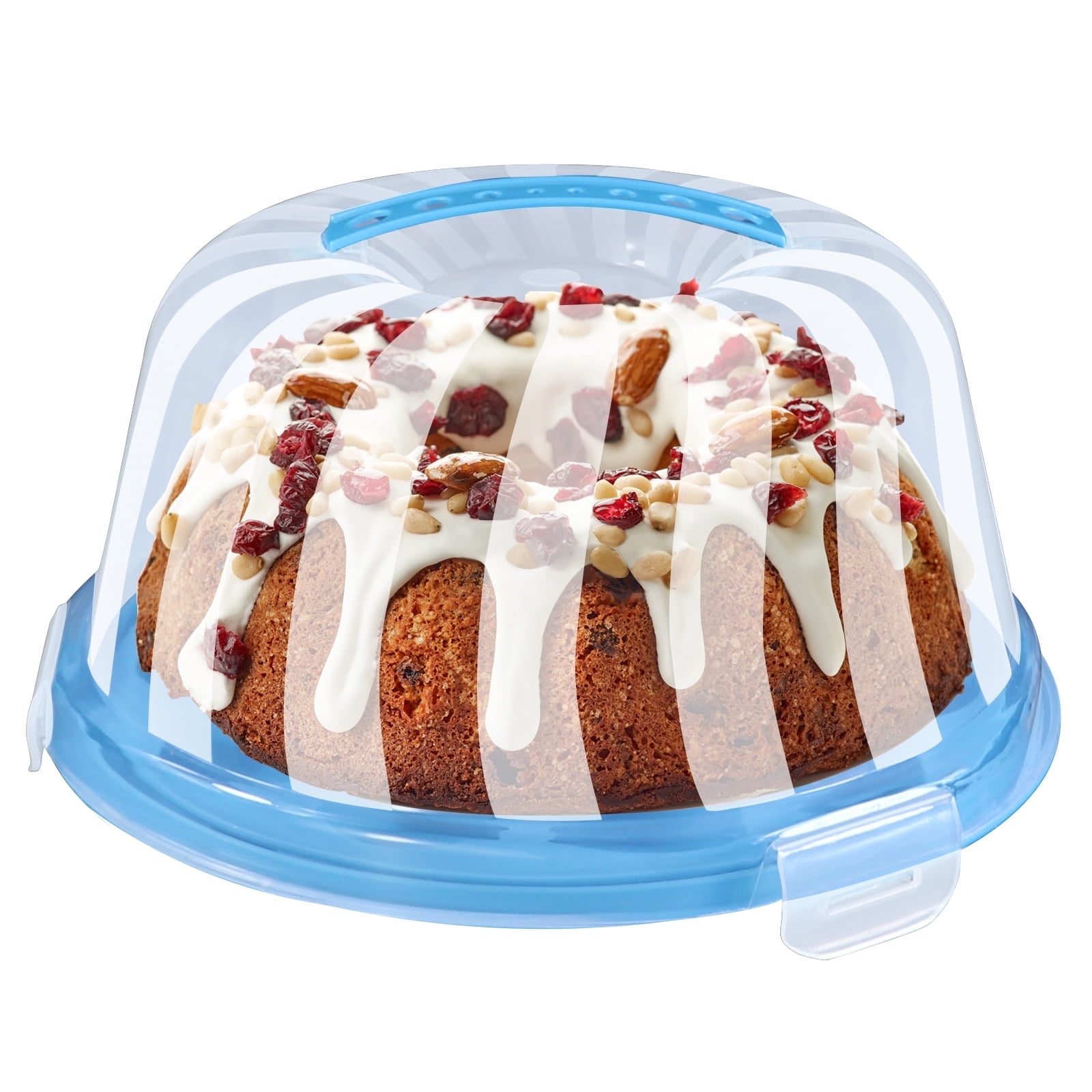 10 Inch Round Cake Carrier with Cupcake Holder with Lid 3-Locking ...