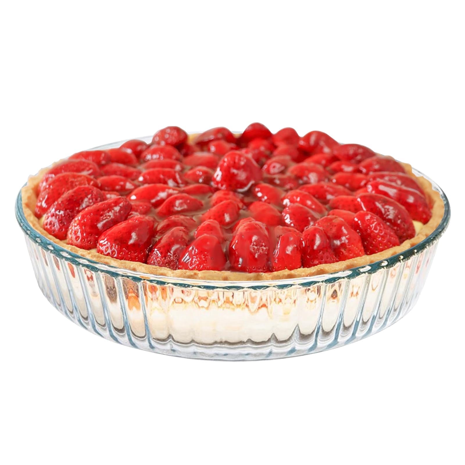ATRDTO, 10 Inch Round Glass Pie Plate, Deep Round Pie Dish, Oven Safe ...