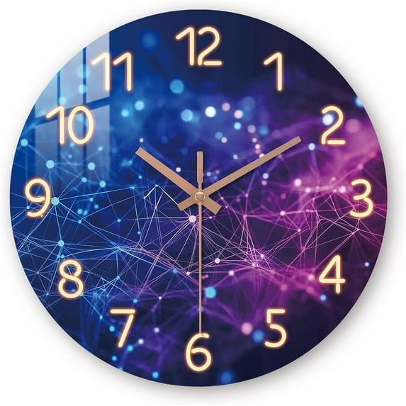 10-Inch Round Silent Non-Ticking Blue Battery Operated Wall Clock for ...