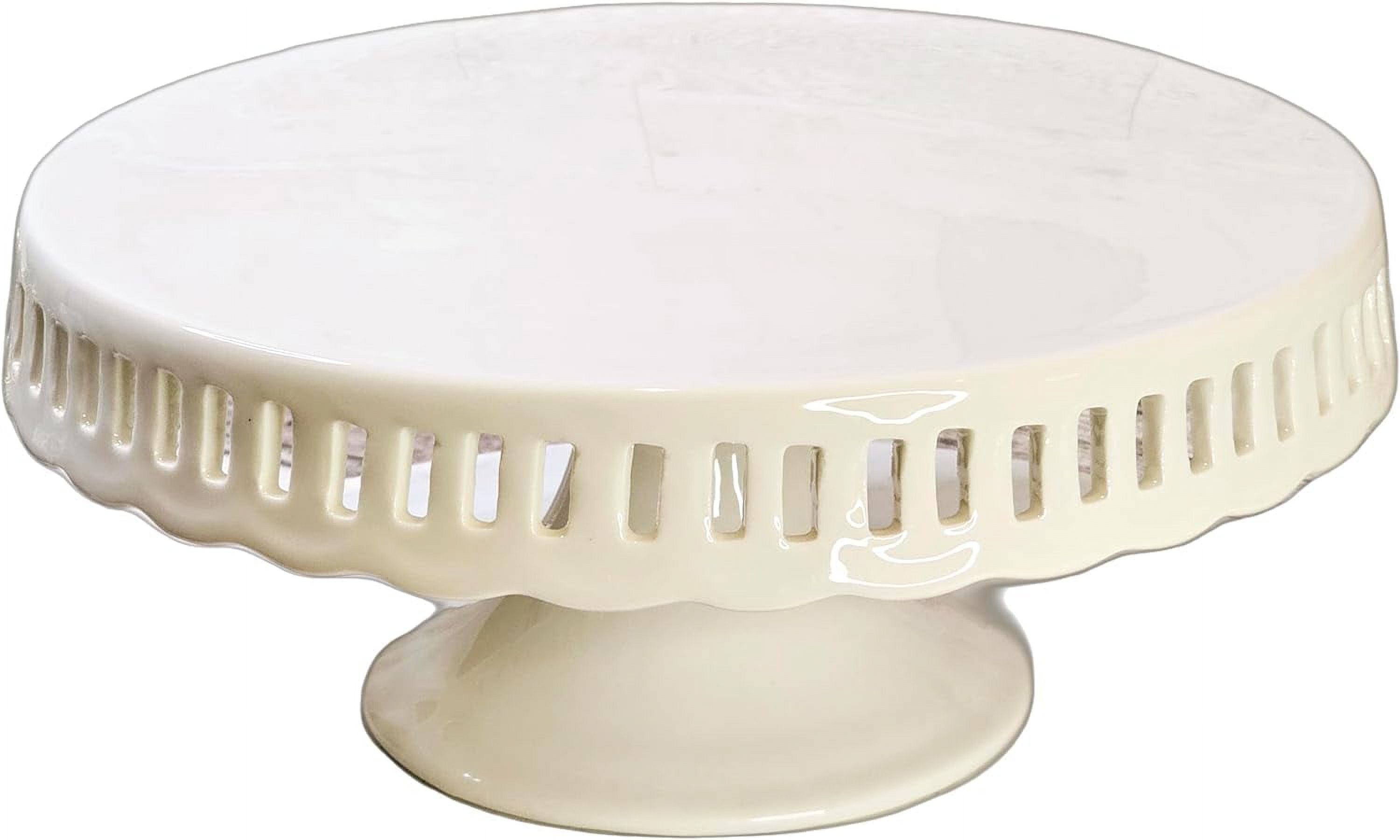 10 Inch Round White Ceramic Cake Stand, Pedestal Cake Plate, Round ...