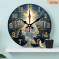 10 Inch Round Wooden Wall Clock Angelic Themed Serene Heavenly Design ...
