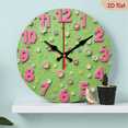 10 Inch Round Wooden Wall Clock Creative Floral Vibrant Green Colorful ...