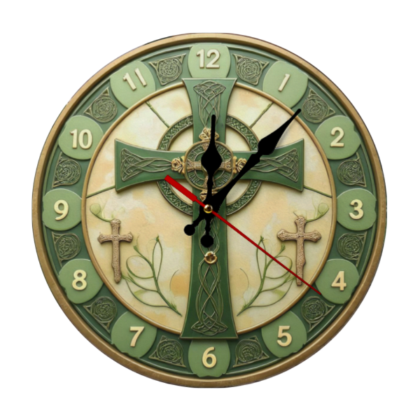 10-Inch Rustic Silent Wood Wall Clock with Blessing Cross Design ...