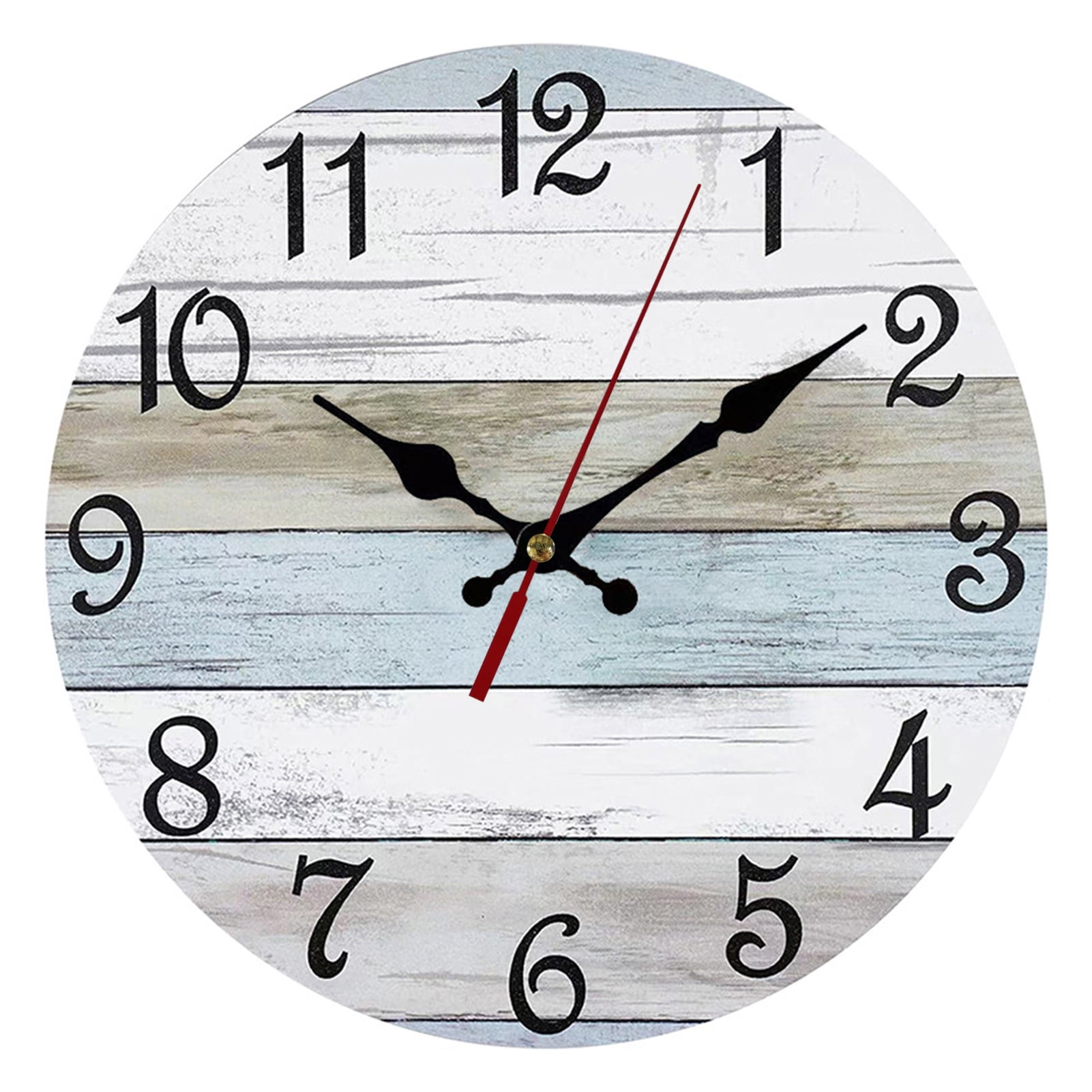 10 Inch Rustic Wooden Wall Clock - Easy Installation - Battery Operated ...