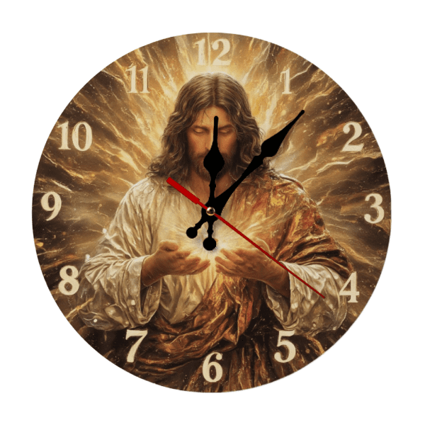 10-Inch Sacred Heart Jesus Christ Wall Clock - Mute Wood Art Decor with ...