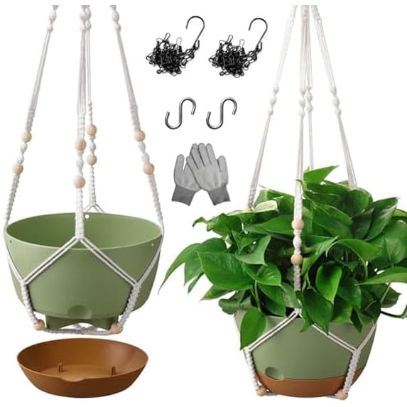 10 Inch Self-Watering Hanging Planters (Set of 2) - Indoor/Outdoor ...
