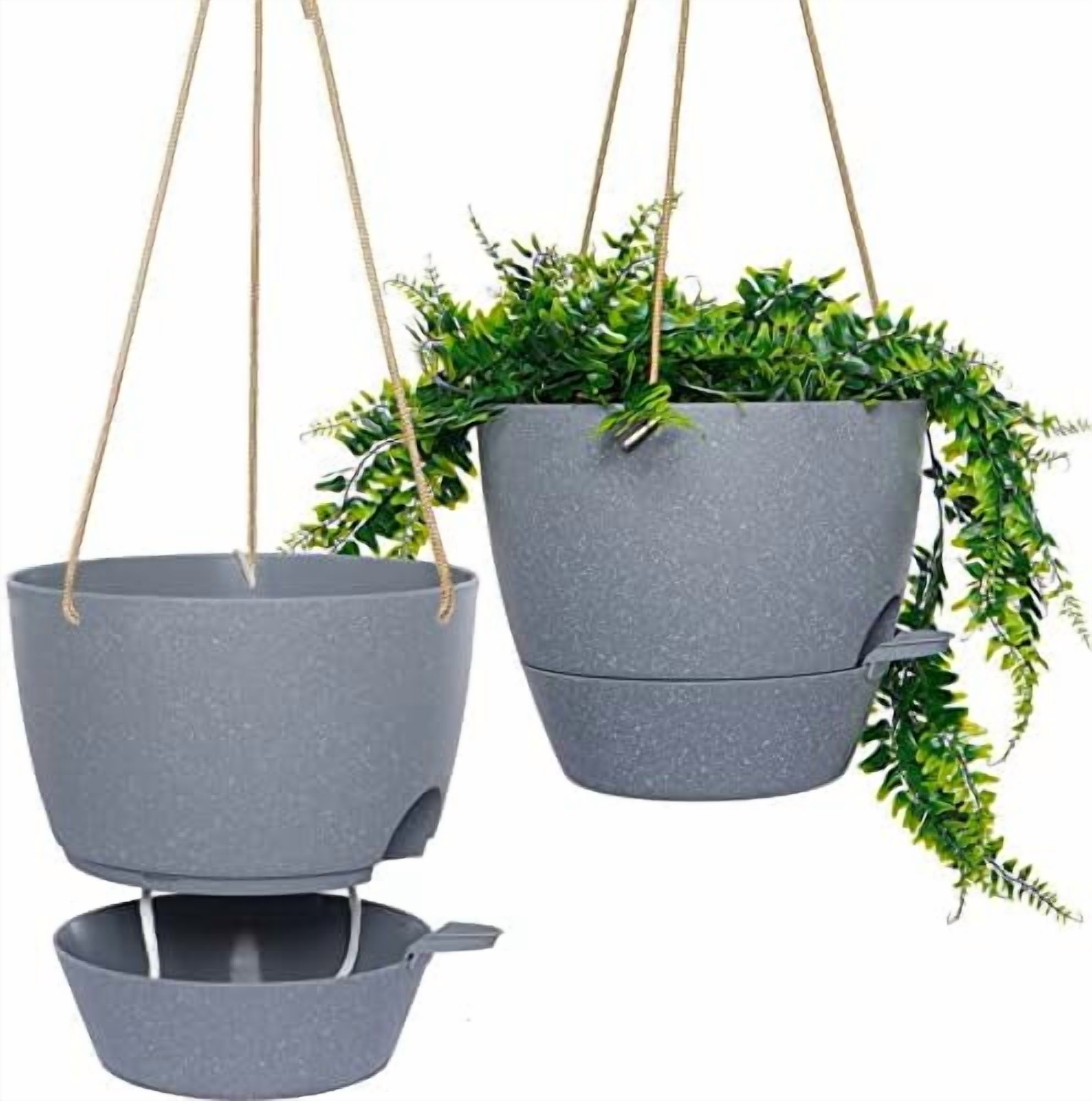 10 Inch Self Watering Hanging Pots, 2 Pack Hanging Planters with 40oZ ...