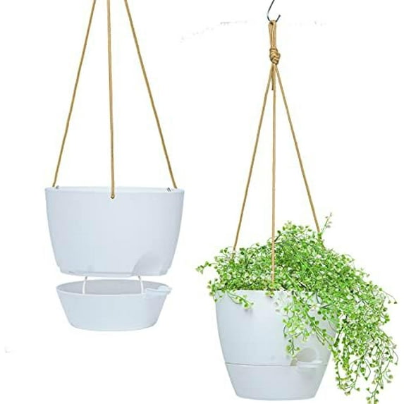 10 Inch Self Watering Hanging Pots, 2 Pack Hanging Planters with 40oZ ...