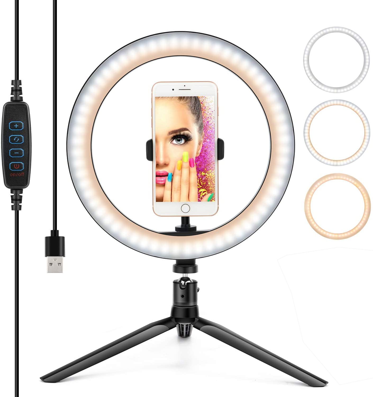 10 Inch Selife Ring Light - LED Desktop Ring Light with Tripod and ...