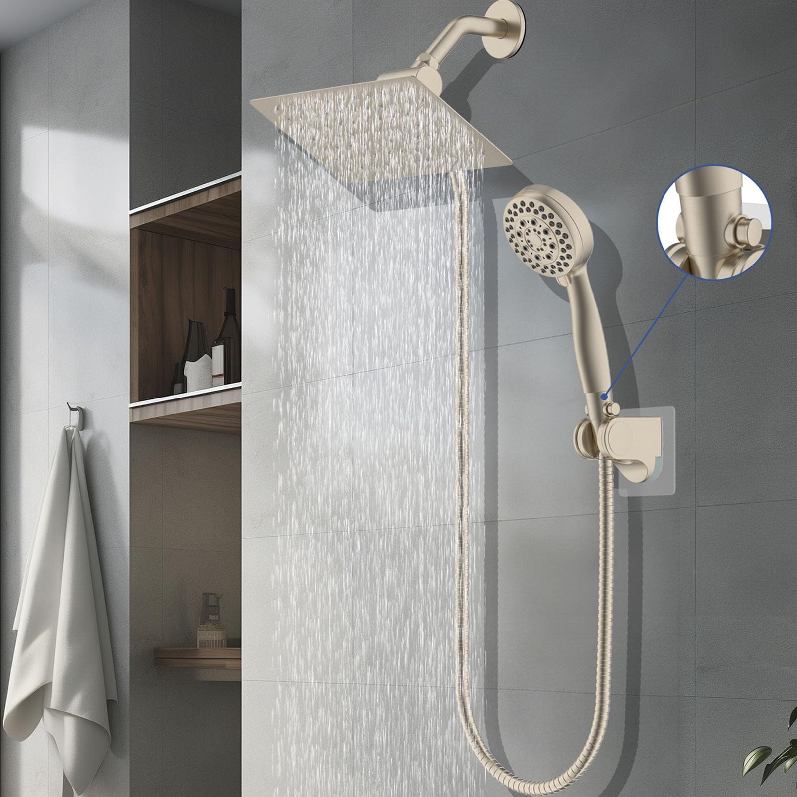 10 Inch Shower Head with Handheld Spray Combo- High Pressure Rain ...