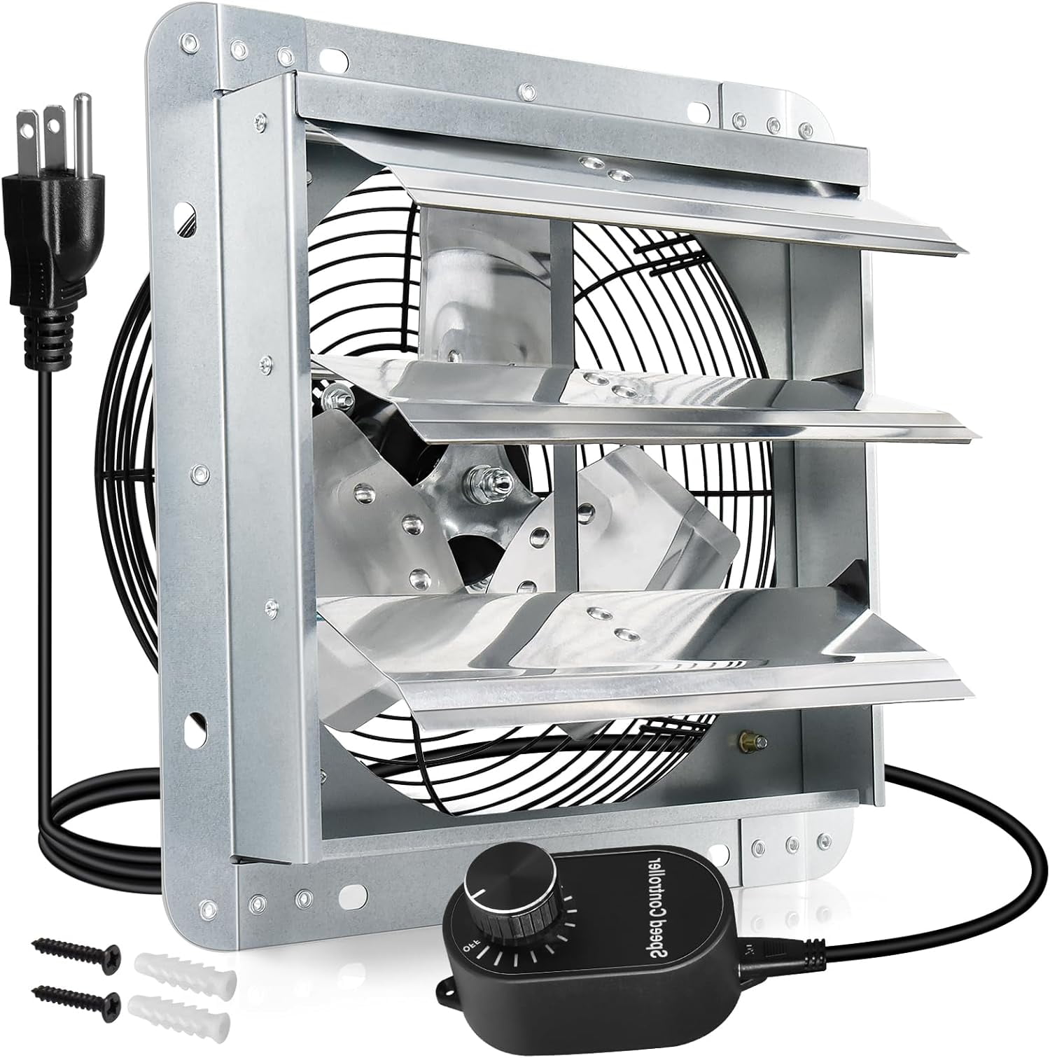 10 Inch Shutter Exhaust Fan with Speed Controller and Power Cord Kit ...