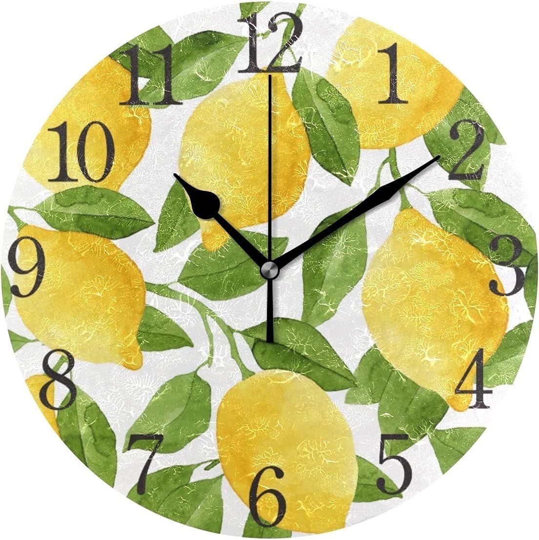 10 Inch Silent Non Ticking Round Wall Clock, Lemon Yellow Tree Home ...