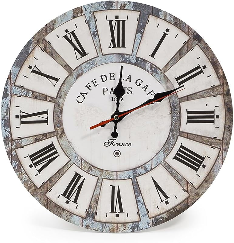 10 Inch Silent Vintage Wooden Round Wall Clock Arabic Numerals Vintage ...