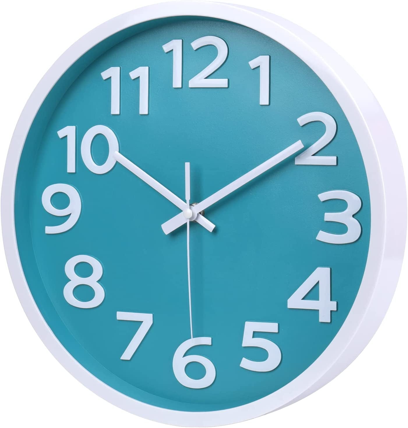 10 Inch Silent Wall Clock with Big Numbers – Aqua Coastal Decor for ...