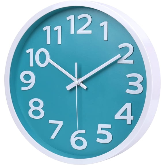 10 Inch Silent Wall Clock with Big Numbers – Aqua Coastal Decor for ...