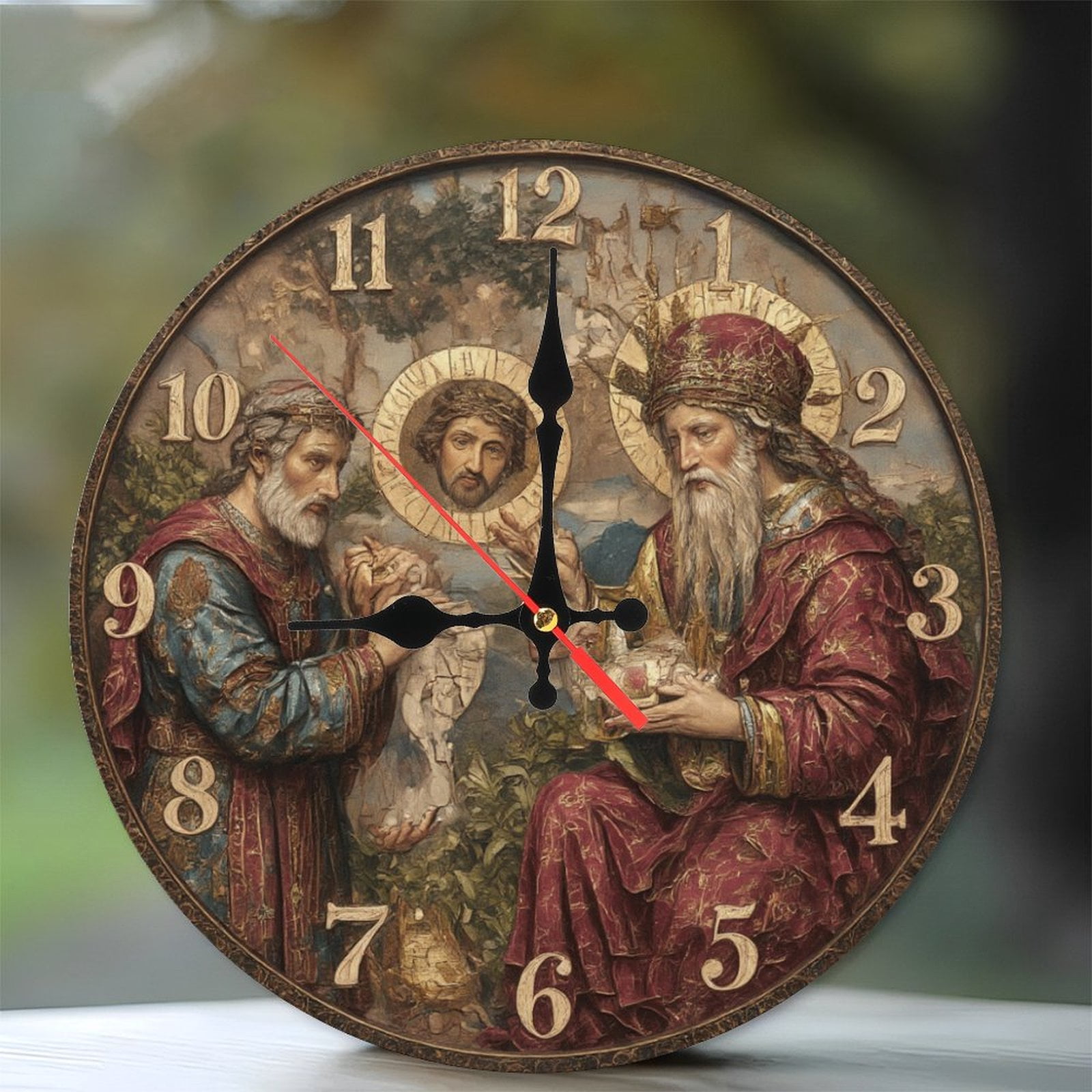 10-Inch Silent Wooden Wall Clock, " Antique Religious Wall Clock Jesus ...