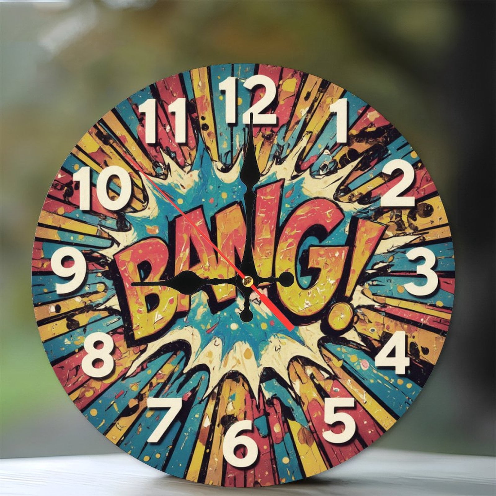 10-Inch Silent Wooden Wall Clock, " Comic Book Bang Wall Clock Pop Art ...
